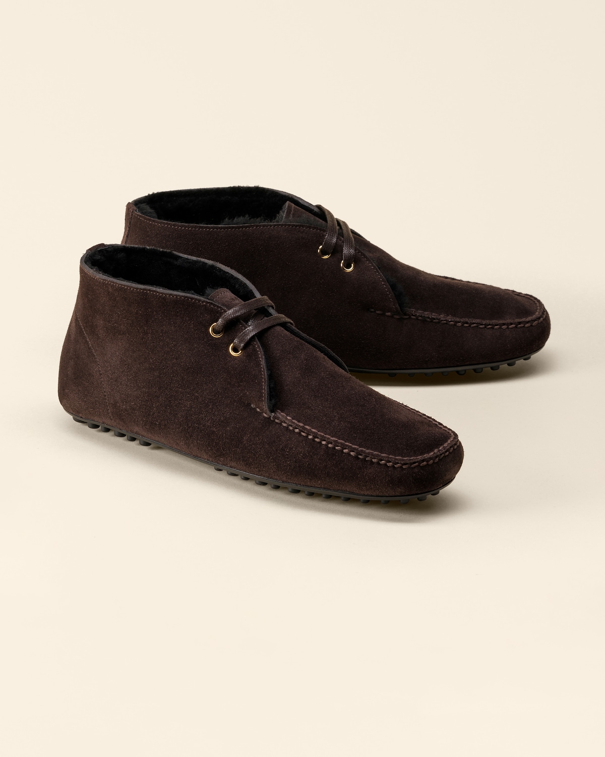 Men's Winter Suede and sheepskin desert boots | Car Shoe